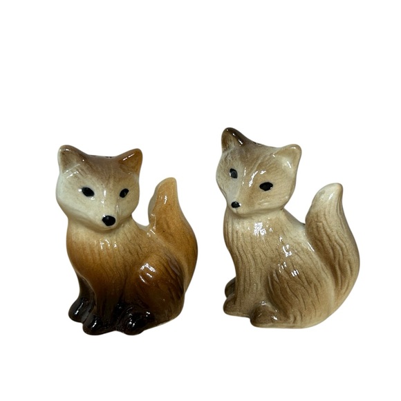 Dining | Vintage Shiny Glaze Ceramic Brown Fox Salt And Pepper Shaker ...